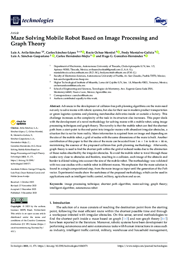Pdf Maze Solving Mobile Robot Based On Image Processing And Graph Theory Carlos Hernández