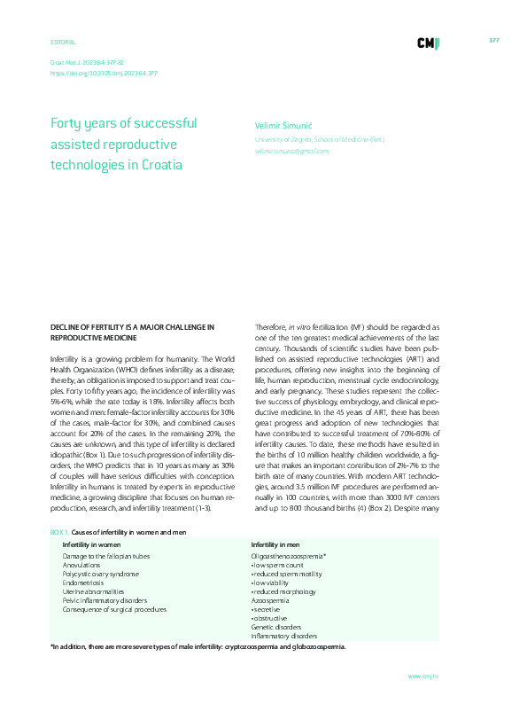 (PDF) Forty years of successful assisted reproductive technologies in ...