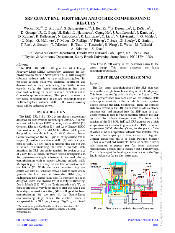 (PDF) SRF Gun at BNL: First Beam and Other Commissioning Results