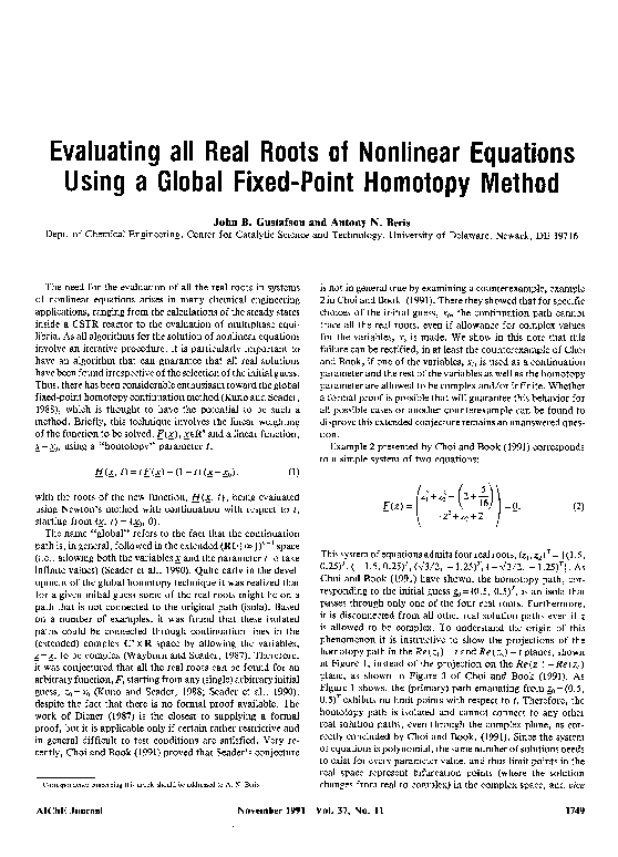 (PDF) Evaluating all real roots of nonlinear equations using a global fixed‐point homotopy method