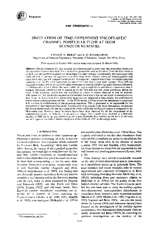 (PDF) Simulation of time-dependent viscoelastic channel Poiseuille flow at high Reynolds numbers