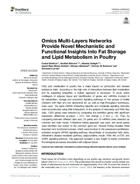 (PDF) Omics Multi-Layers Networks Provide Novel Mechanistic and ...