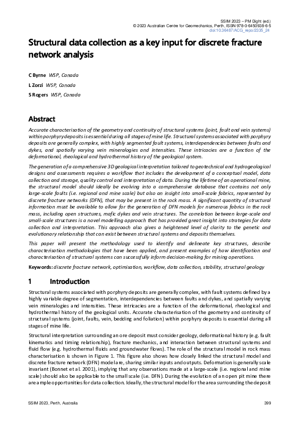 Pdf Structural Data Collection As A Key Input For Discrete Fracture Network Analysis