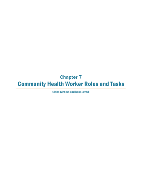 (PDF) Community Health Worker Roles and Tasks