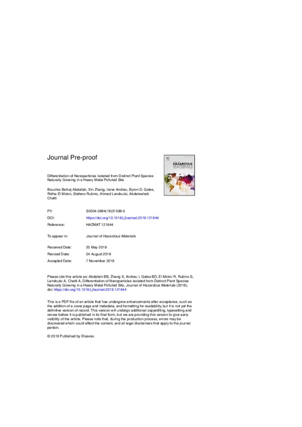 (PDF) Differentiation of Nanoparticles Isolated from Distinct Plant ...