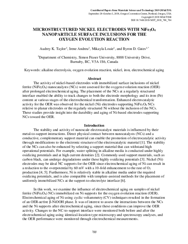 (PDF) Microstructured Nickel Electrodes with NiFe2O4 Nanoparticle ...