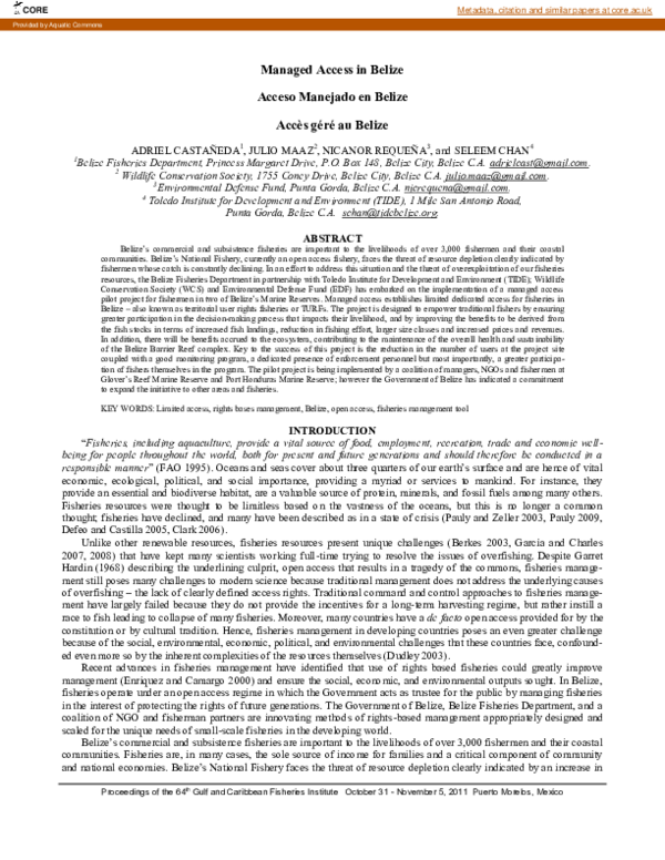 (PDF) Managed Access in Belize