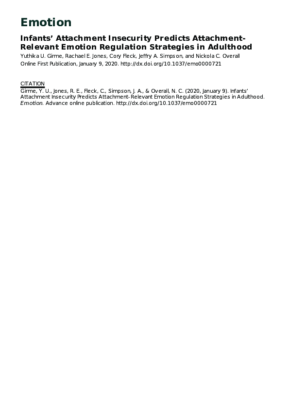 (PDF) Infants’ attachment insecurity predicts attachment-relevant ...