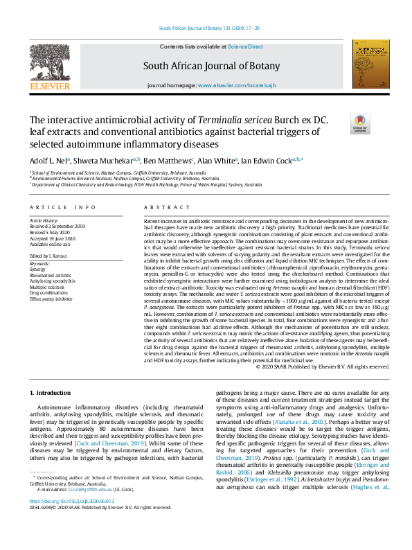 (PDF) The interactive antimicrobial activity of Terminalia sericea ...
