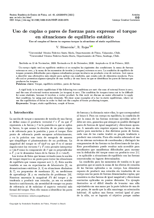 (PDF) Uso de cuplas o pares de fuerzas para expresar el torque en ...