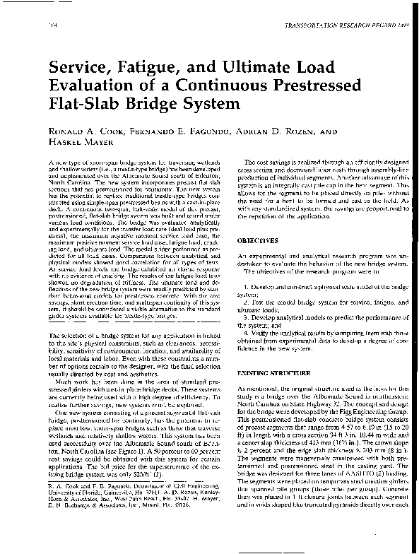 (PDF) Service, Fatigue, and Ultimate Load Evaluation of a Continuous ...