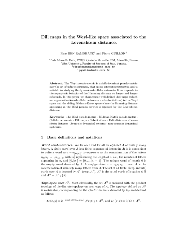 (PDF) Dill maps in the Weyl-like space associated to the Levenshtein ...