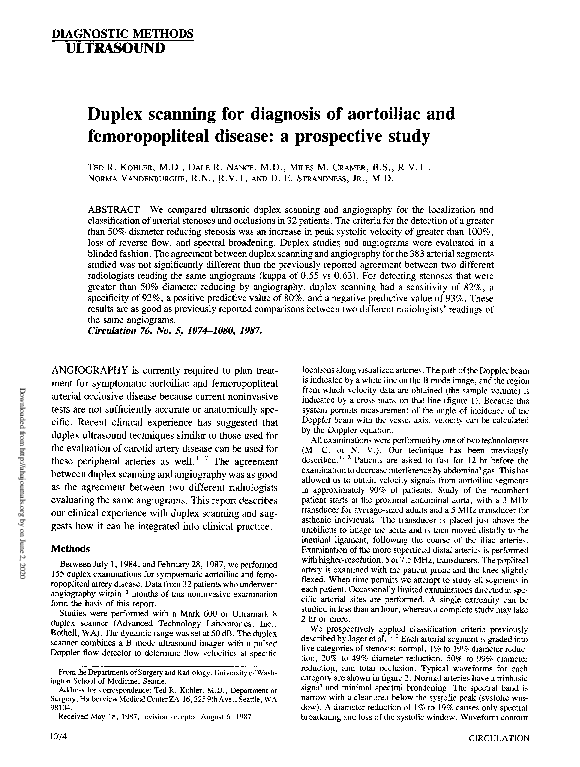 (PDF) Duplex scanning for diagnosis of aortoiliac and femoropopliteal ...