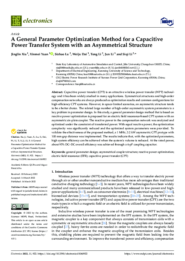 (PDF) A General Parameter Optimization Method for a Capacitive Power Transfer System with an ...