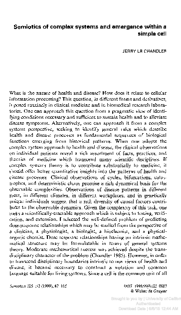 (PDF) Semiotics of complex systems and emergence within a simple cell ...