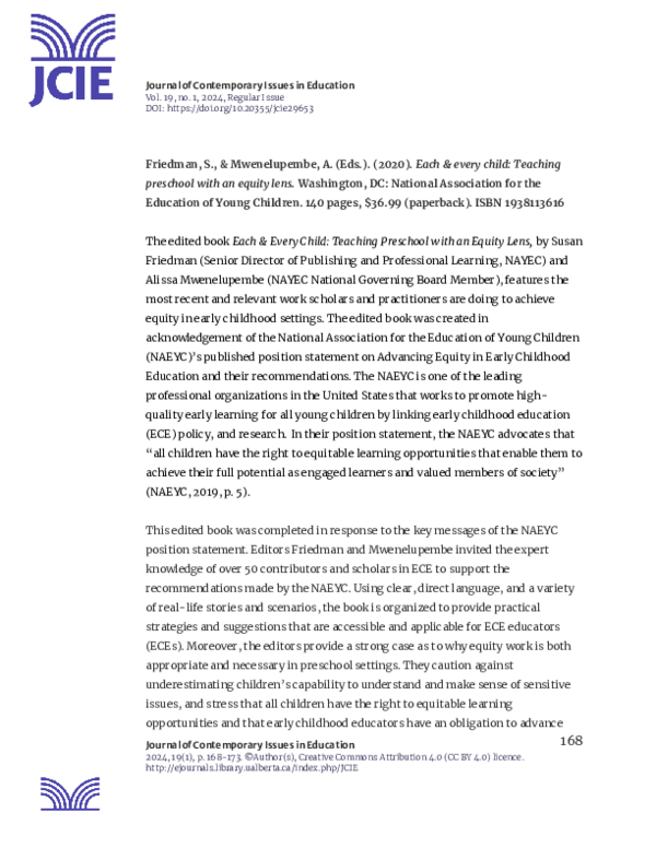 (PDF) Book Review: Each & Every Child: Teaching Preschool With an ...