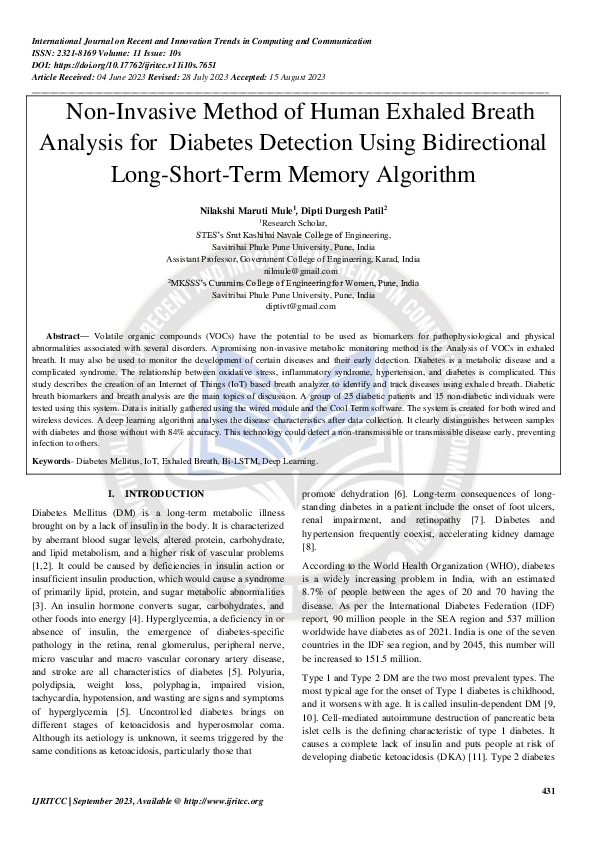 (PDF) Non-Invasive Method of Human Exhaled Breath Analysis for Diabetes ...