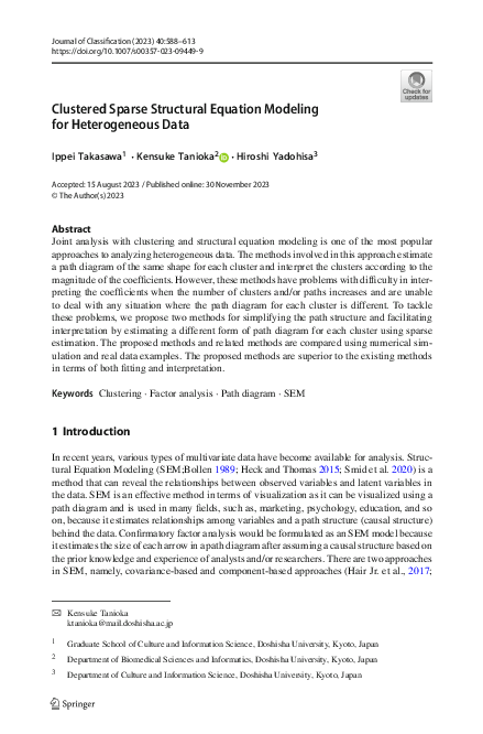 (PDF) Clustered Sparse Structural Equation Modeling for Heterogeneous Data
