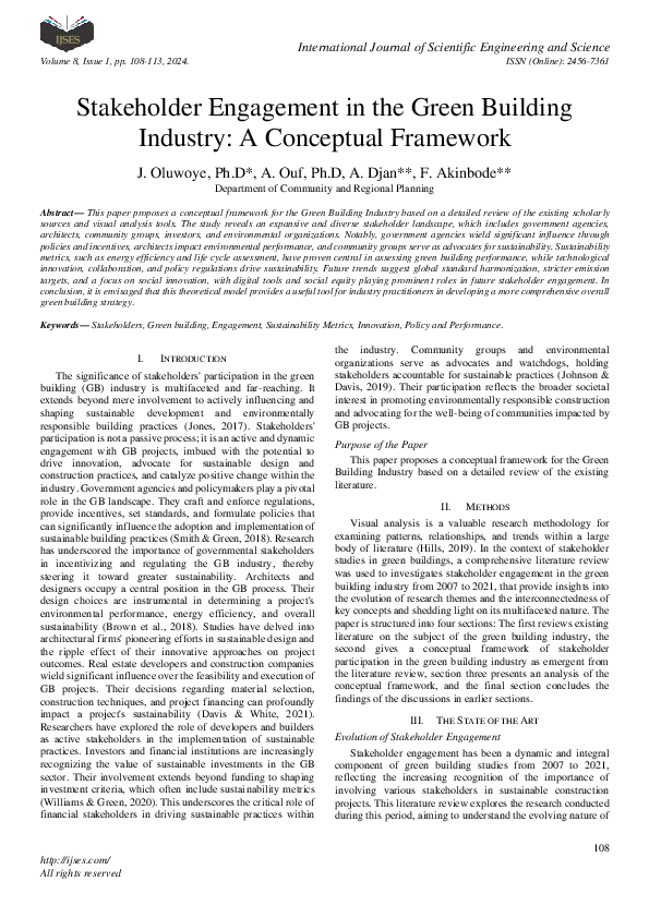 (PDF) Stakeholder Engagement in the Green Building Industry: A ...