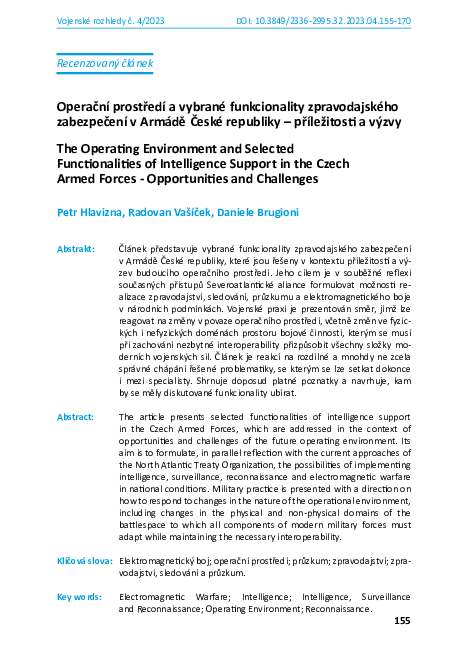 The Operating Environment and Selected Functionalities of Intelligence ...