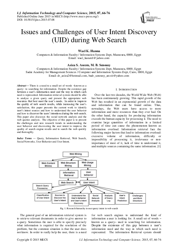 (PDF) Issues and Challenges of User Intent Discovery (UID) during Web ...