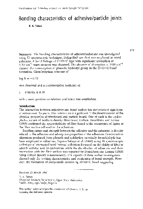 (PDF) Bonding characteristics of adhesive/particle joints