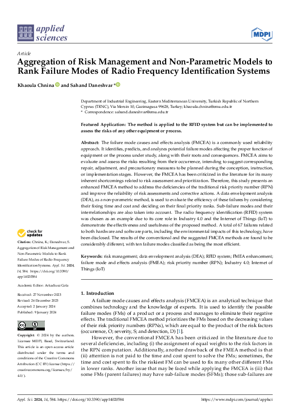 (PDF) Aggregation of Risk Management and Non-Parametric Models to Rank Failure Modes of Radio ...