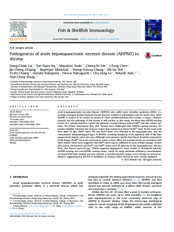 (PDF) Pathogenesis of acute hepatopancreatic necrosis disease (AHPND ...