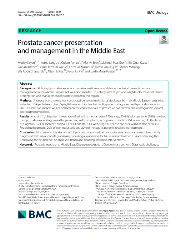 (PDF) Prostate cancer presentation and management in the Middle East