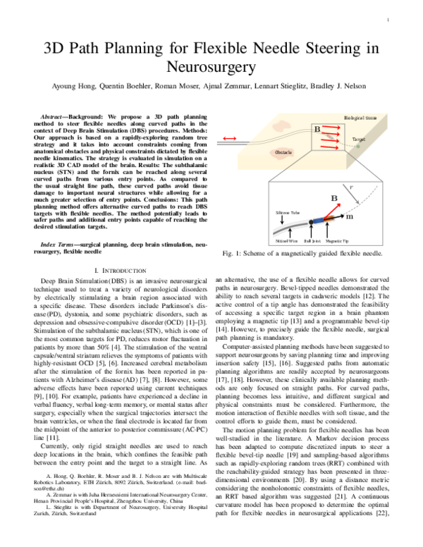 (PDF) 3D path planning for flexible needle steering in neurosurgery
