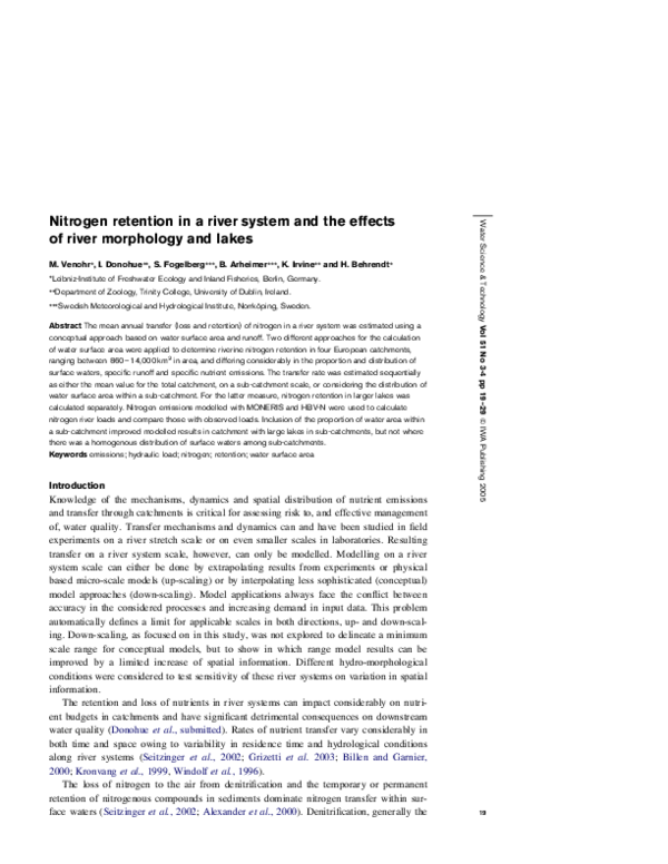 (PDF) Nitrogen retention in a river system and the effects of river ...