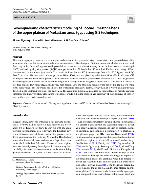 (PDF) Geoengineering characteristics modeling of Eocene limestone beds ...