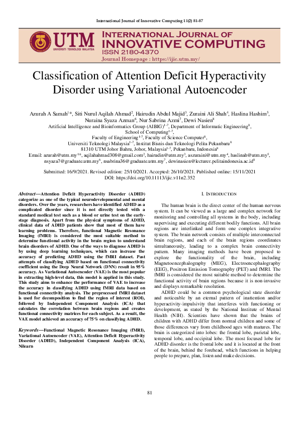 (PDF) Classification of Attention Deficit Hyperactivity Disorder using ... (PDF) Classification of Attention Deficit Hyperactivity Disorder using ...