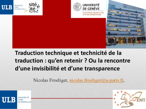 (PDF) Traduction technique et technicité de la traduction : conclusions ...