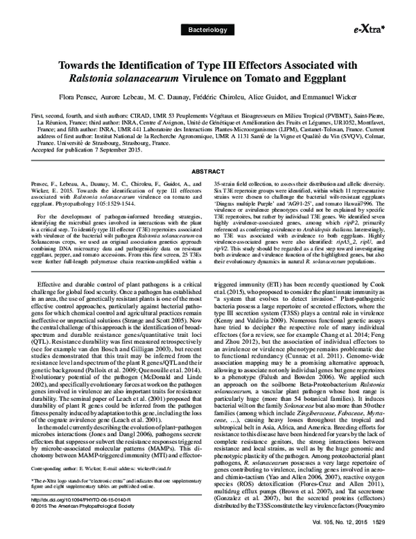 (PDF) Towards the Identification of Type III Effectors Associated with ...