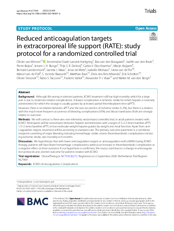 (PDF) Anticoagulation Targets in ECMO: A Trial