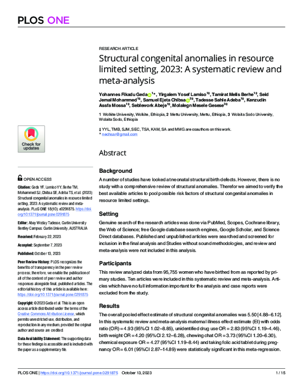 (PDF) Congenital Anomalies in Low-Resource Settings