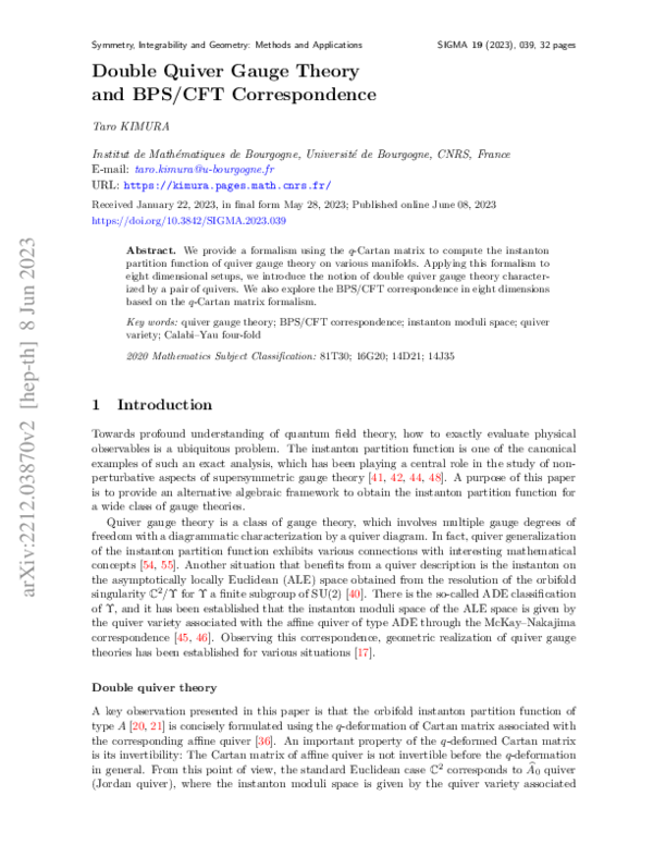 (PDF) Double Quiver Gauge Theory and BPS/CFT Correspondence