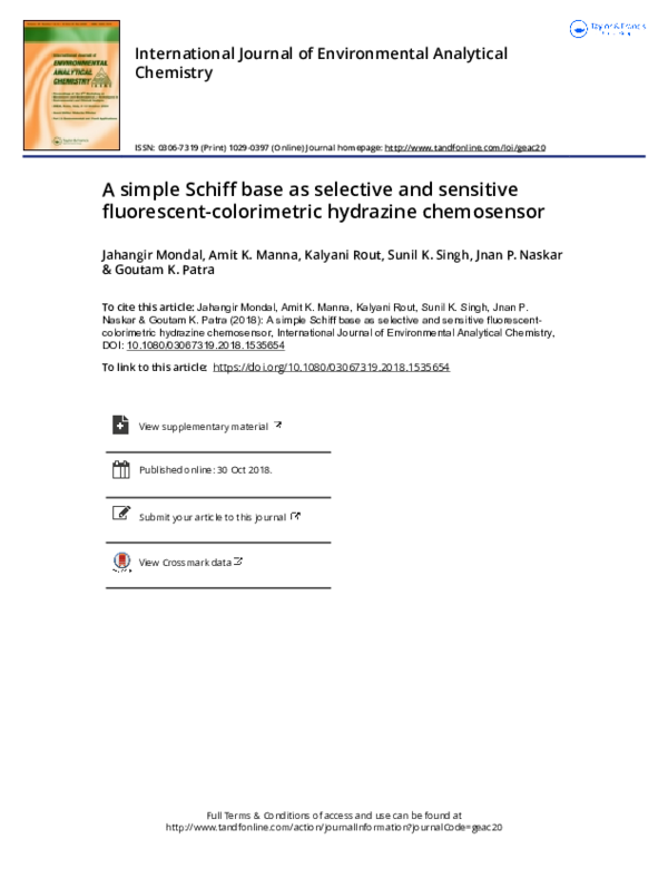 (PDF) Sensitive Fluorescent Chemosensor for Hydrazine