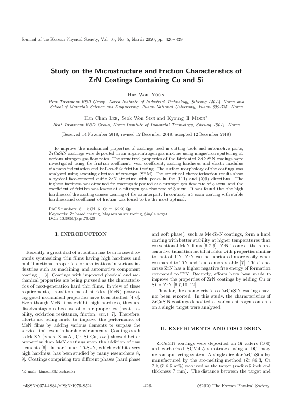 (PDF) Study on the Microstructure and Friction Characteristics of ZrN ...