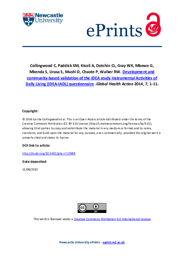 (PDF) Development and community-based validation of the IDEA study ...