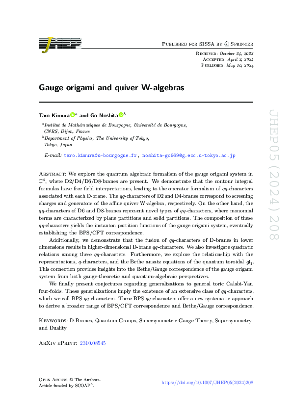 (PDF) Gauge origami and quiver W-algebras