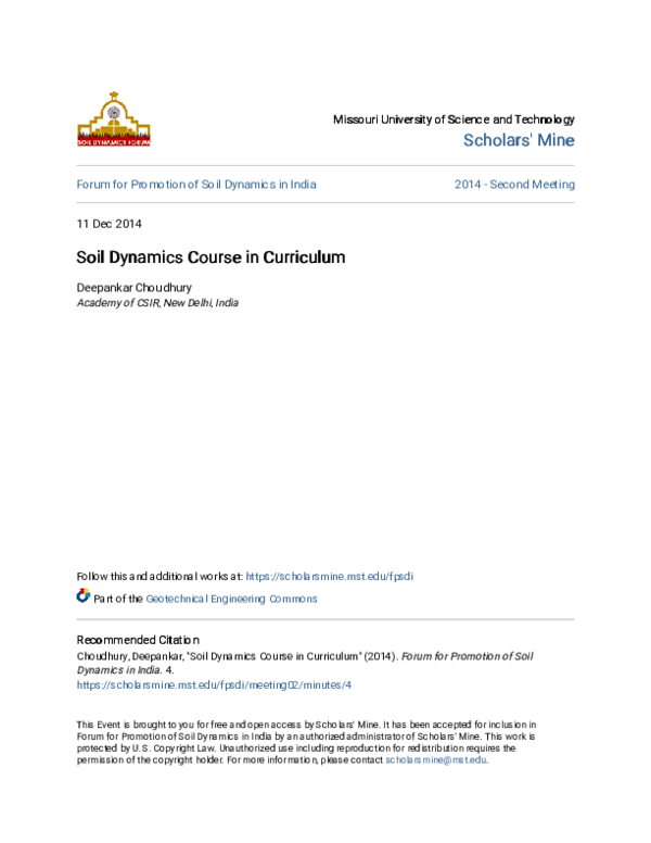 (PDF) Soil Dynamics Course in Curriculum