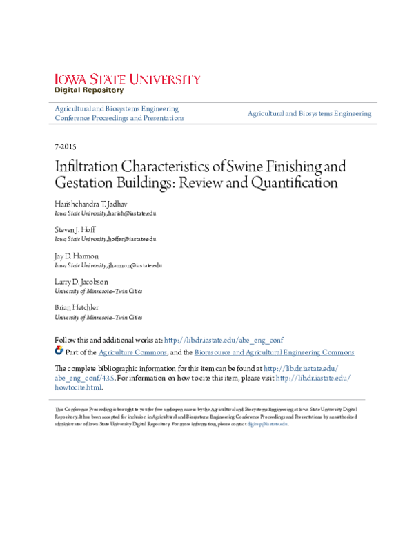 (PDF) Infiltration Characteristics of Swine Finishing and Gestation ...