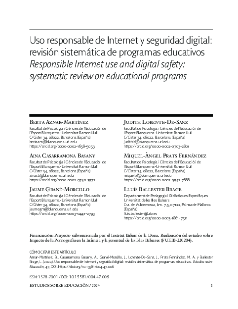 (PDF) Uso responsable de Internet y seguridad digital: revisión ...