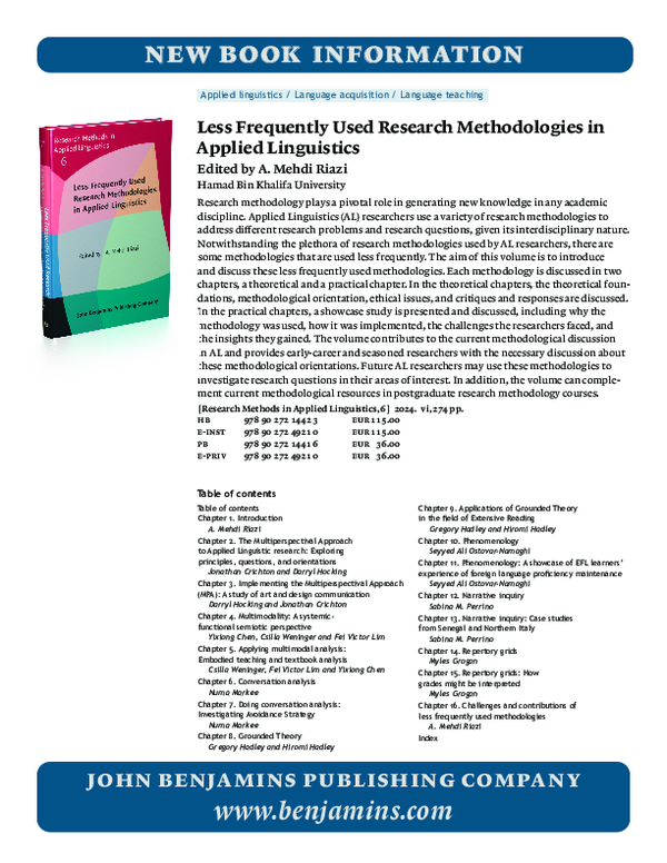 (PDF) Less frequently used research methodologies