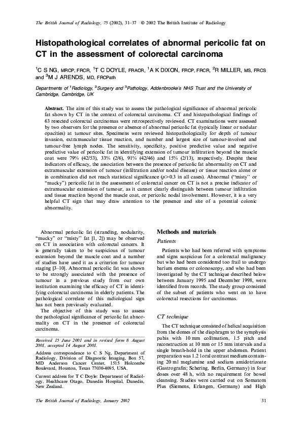 (PDF) Histopathological correlates of abnormal pericolic fat on CT in ...