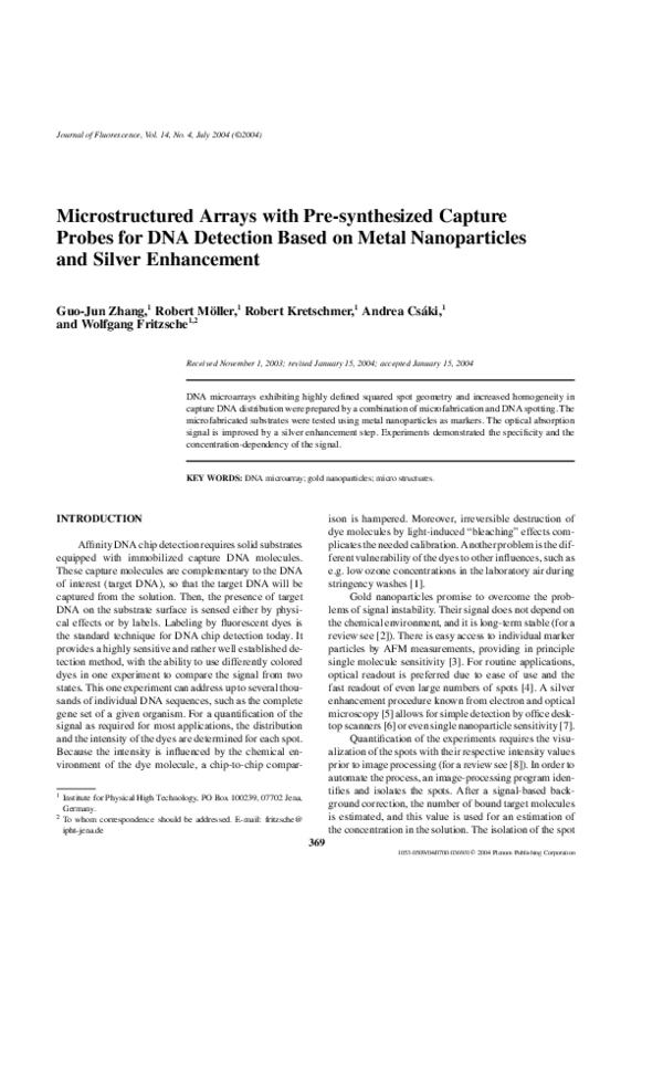 (PDF) Microstructured Arrays with Pre-synthesized Capture Probes for ...