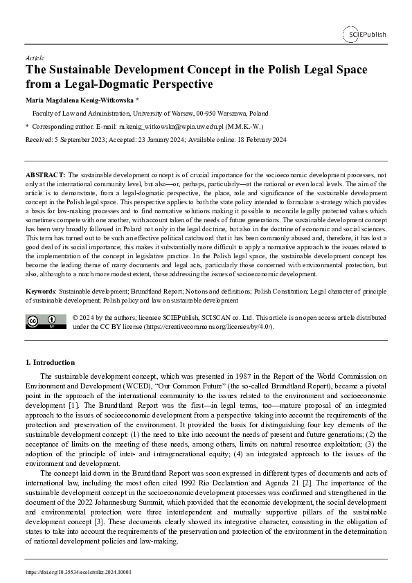 (PDF) The Sustainable Development Concept in the Polish Legal Space ...