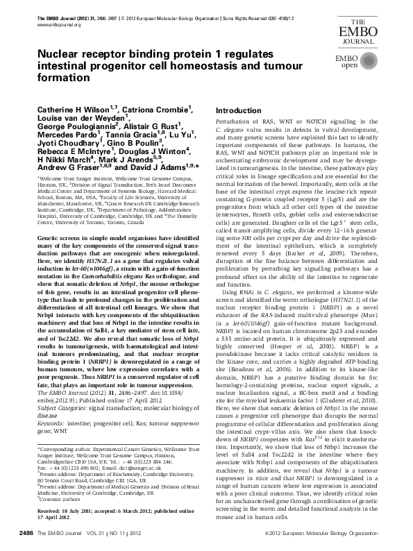 (PDF) Nuclear receptor binding protein 1 regulates intestinal ...